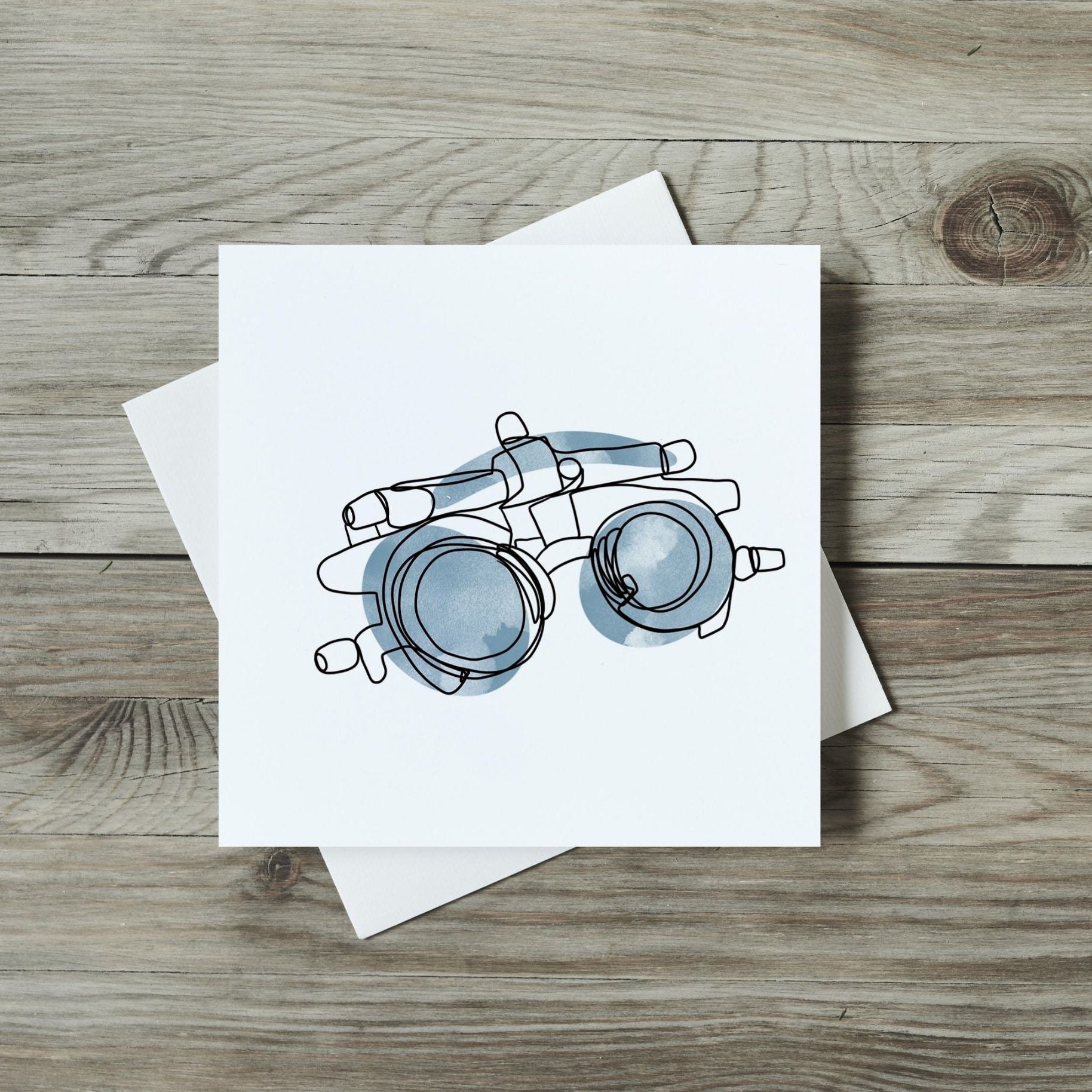 Optometry Line Art, Trial Frame, Eye Exam, Office Decor, Blue ...