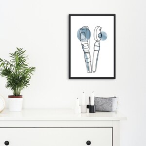 Optometry Line Art, Retinoscope, Eye Exam, Office Decor, Blue ...