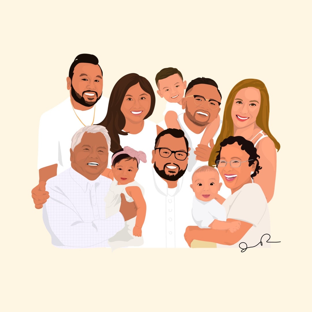 Custom Family Illustrations, Custom Family Portrait From Photo, Wedding ...