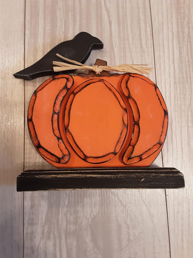 Wooden Pumpkin With Crow - Etsy