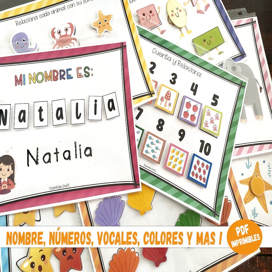 Educational Spanish Activity Book for Preschool Kids, Personalized Name ...