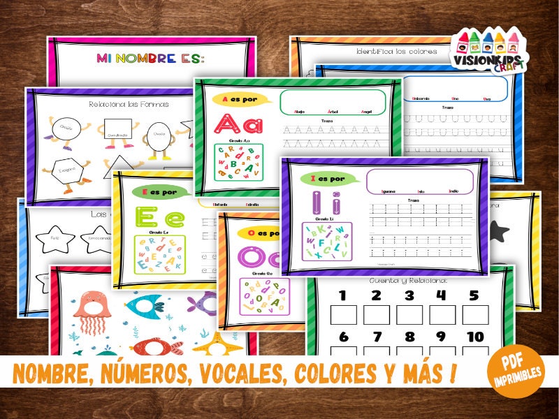 Educational Spanish Activity Book for Preschool Kids, Personalized Name ...