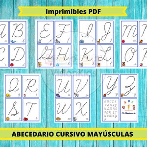 Spanish Cursive Alphabet Flashcards Printable, Handwriting Practice ...