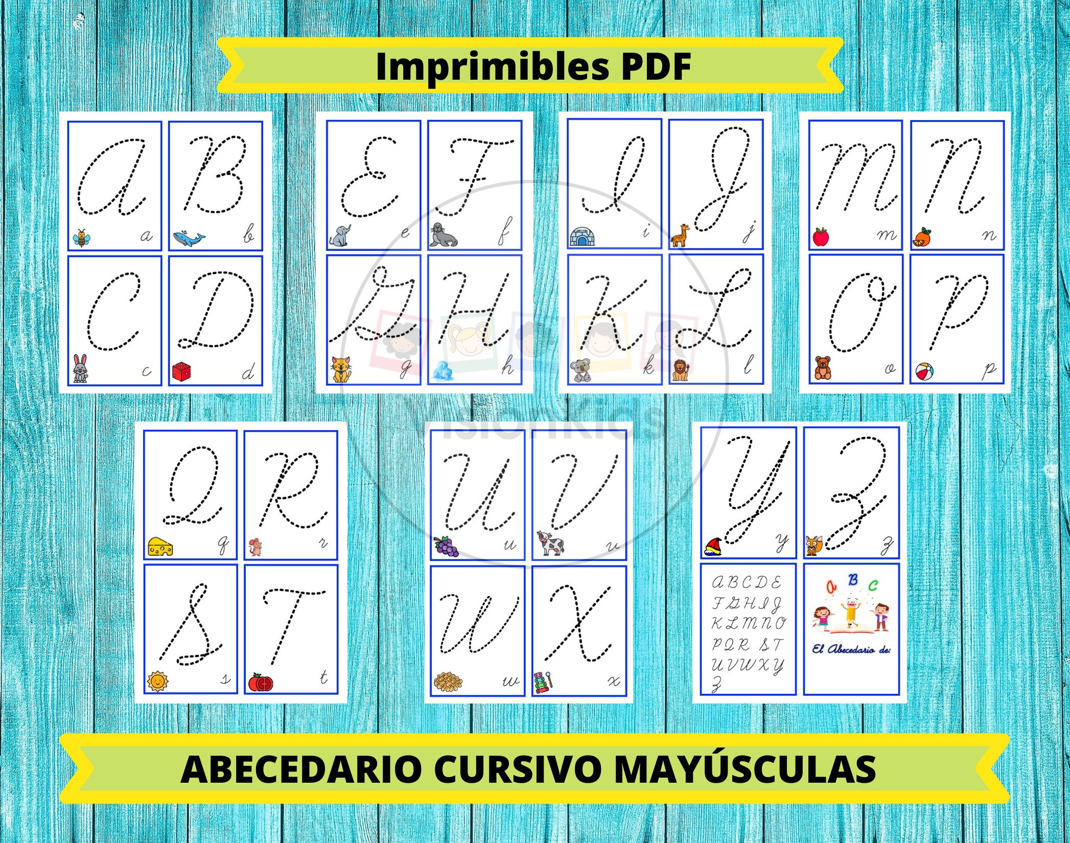 Spanish Cursive Alphabet Flashcards Printable, Handwriting Practice ...