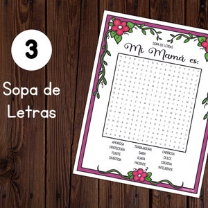 Mother's Day Printable Spanish Games and Activities, Party Games for ...