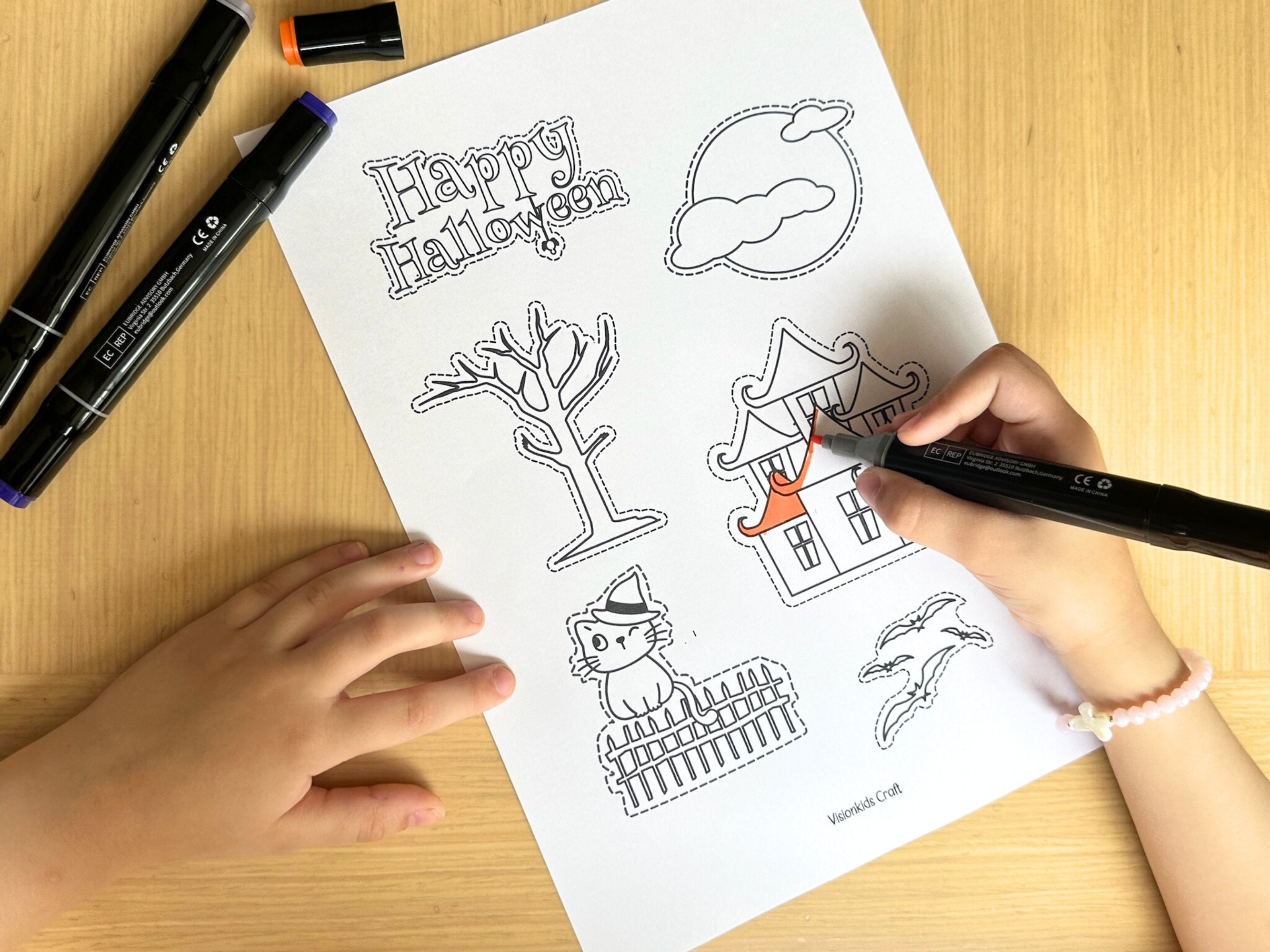 Halloween Haunted House Pop up Card, Kids Coloring Activity (PDF ...