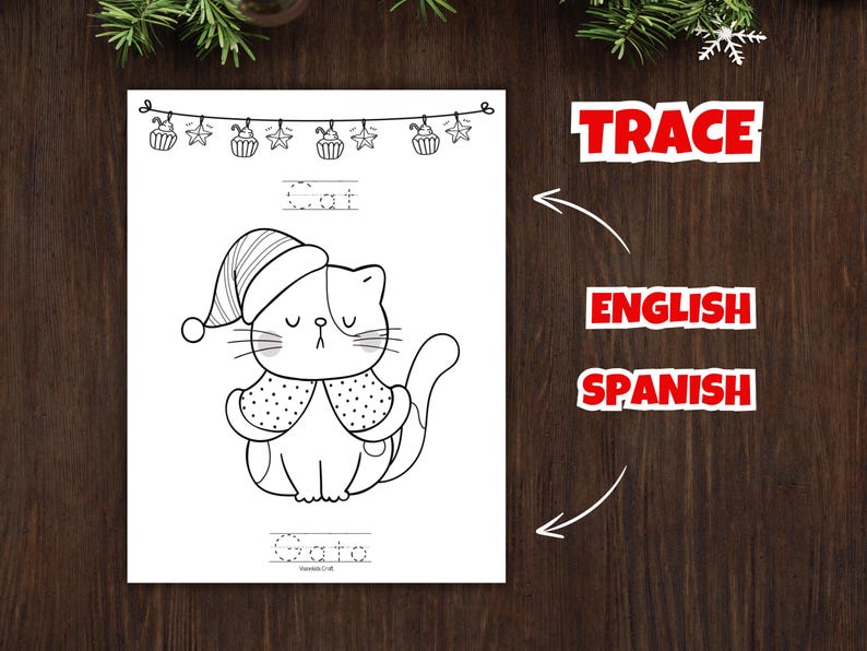 Bilingual Christmas Animals Coloring Pages, Spanish & English (PDF) - Etsy