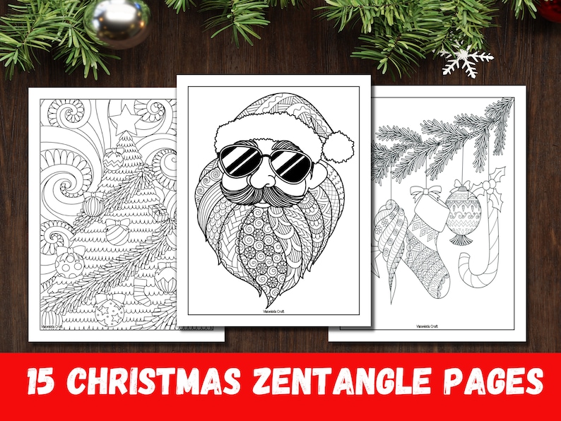 Christmas Printables Zentangle Inspired, Mandala Christmas, Christmas ...