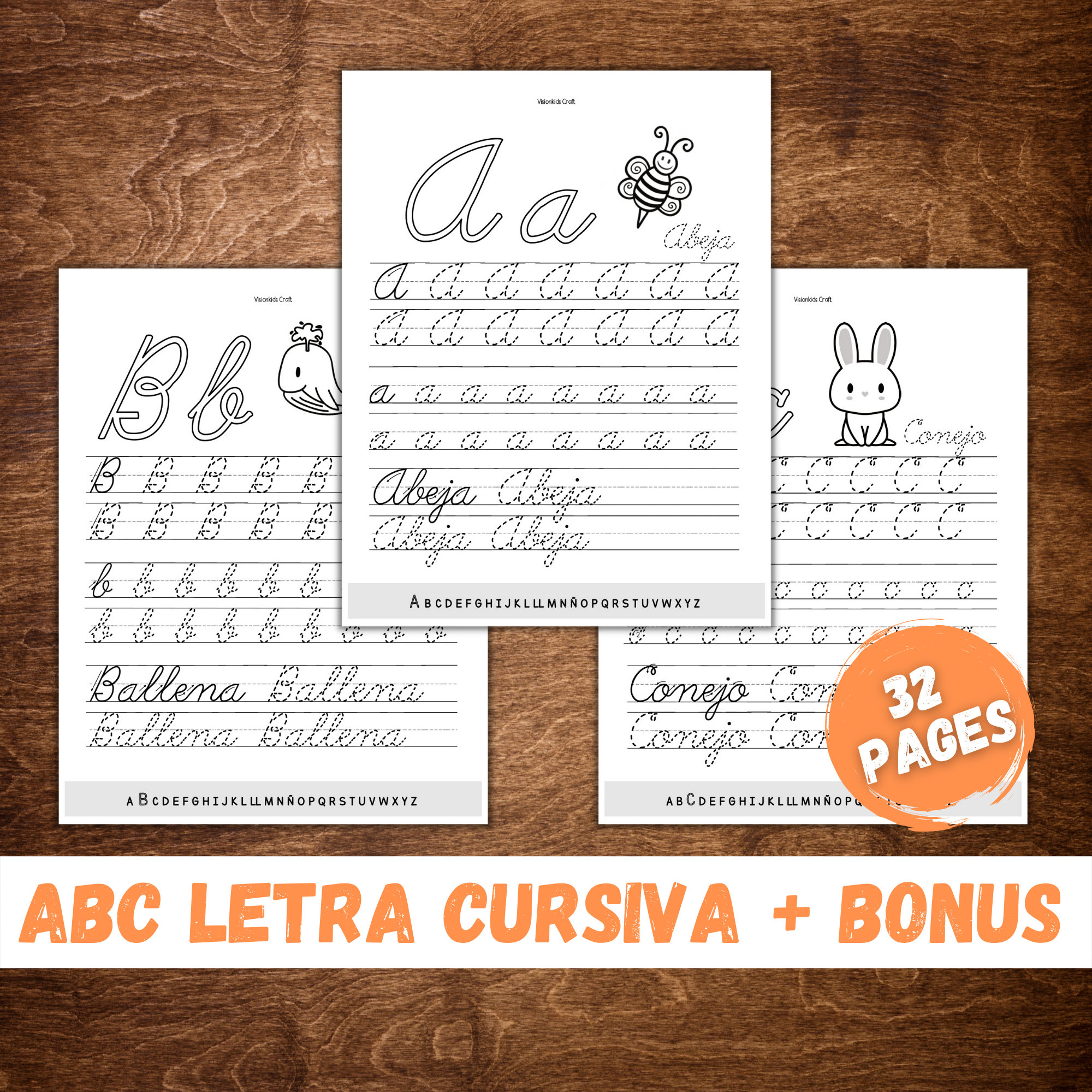 Spanish Alphabet Cursive Worksheets for Kids + Bonus: Tracing Sheets ...