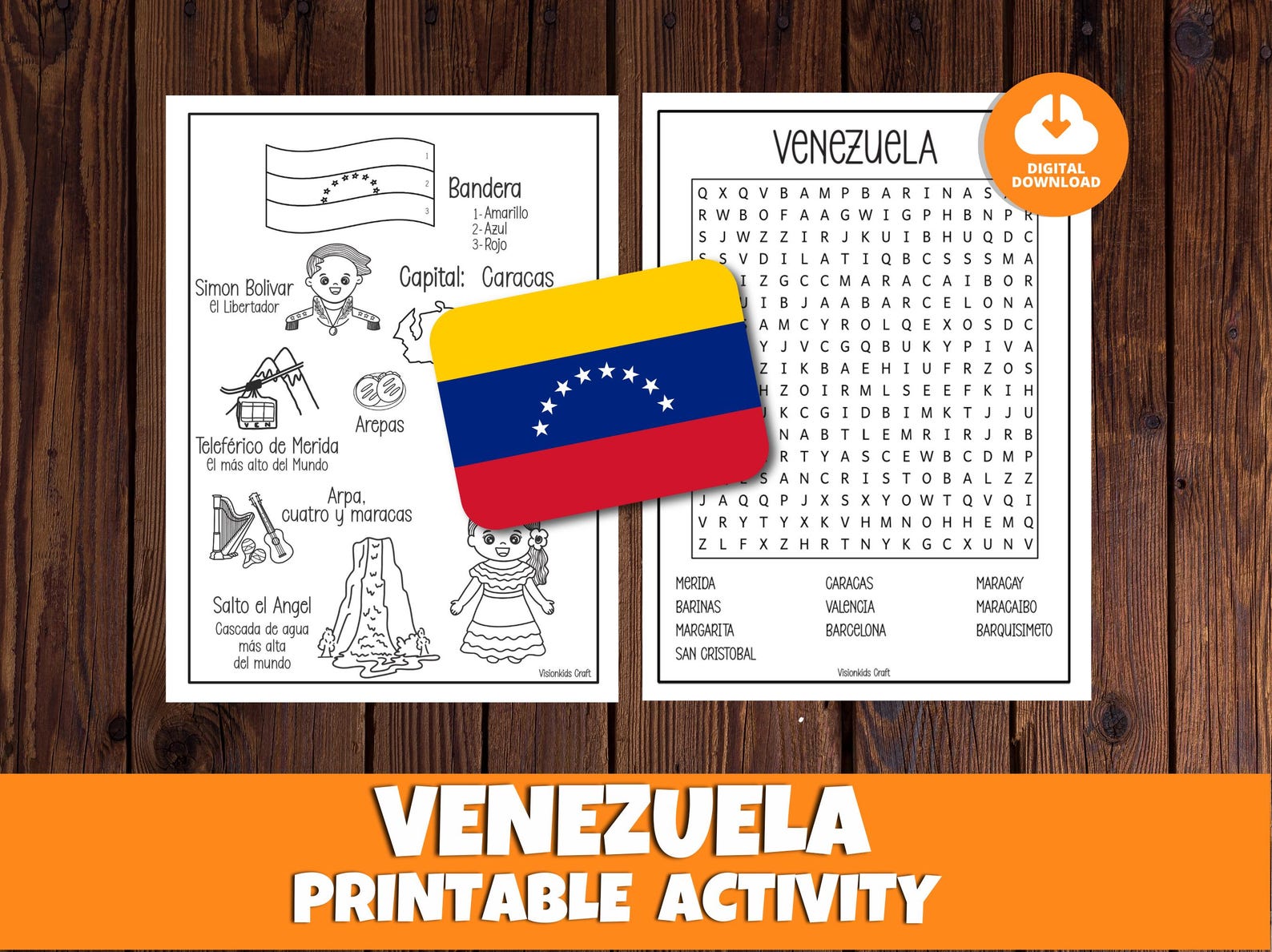 Venezuela Printable Activity, Word Search for Kids, Hispanic Heritage ...