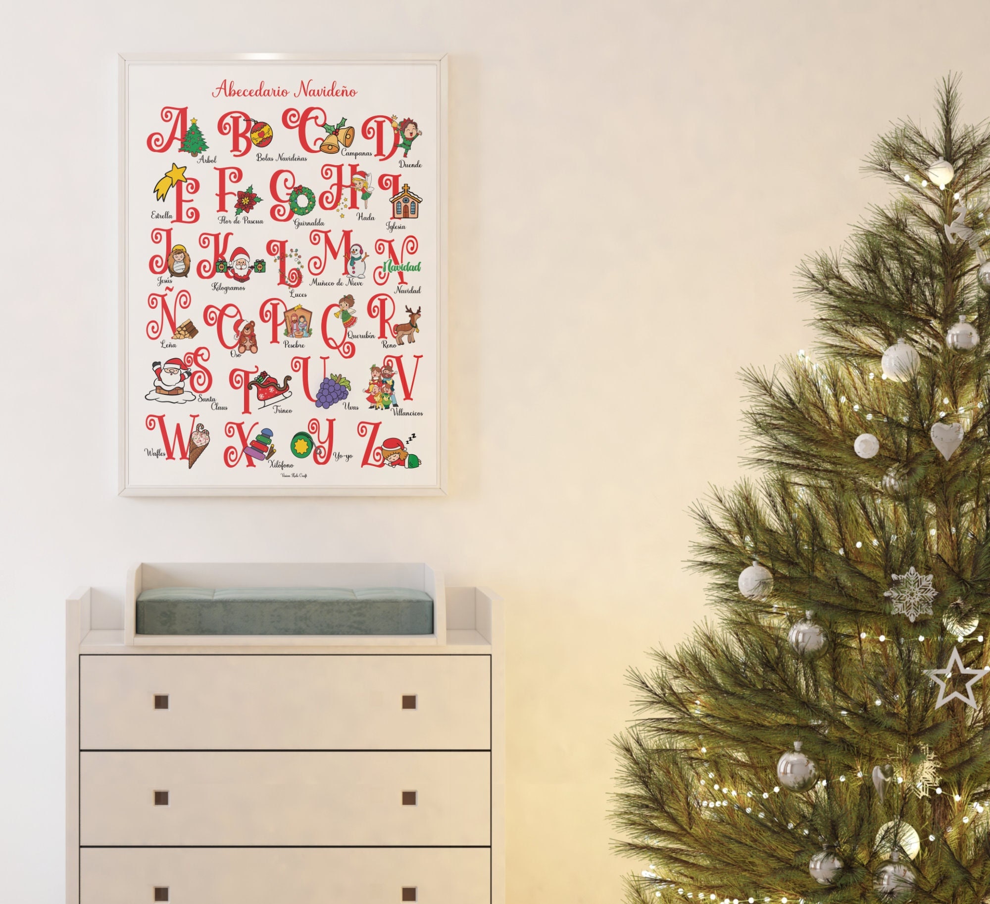 Printable Christmas Alphabet, Spanish Christmas Poster, Christmas Prin ...