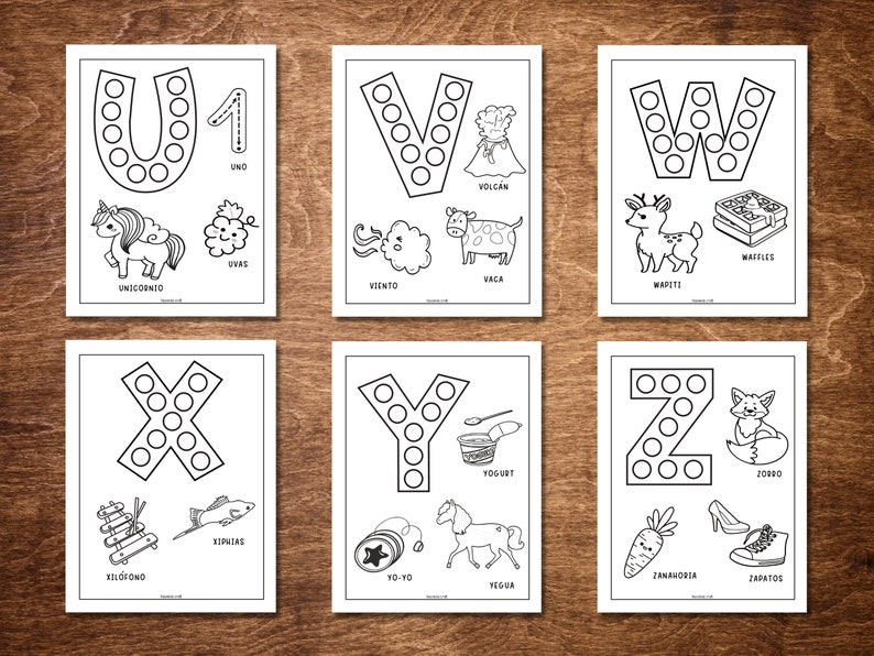 Spanish Dot-a-dot Alphabet, Dot Marker Activity, A-Z Animals Coloring ...
