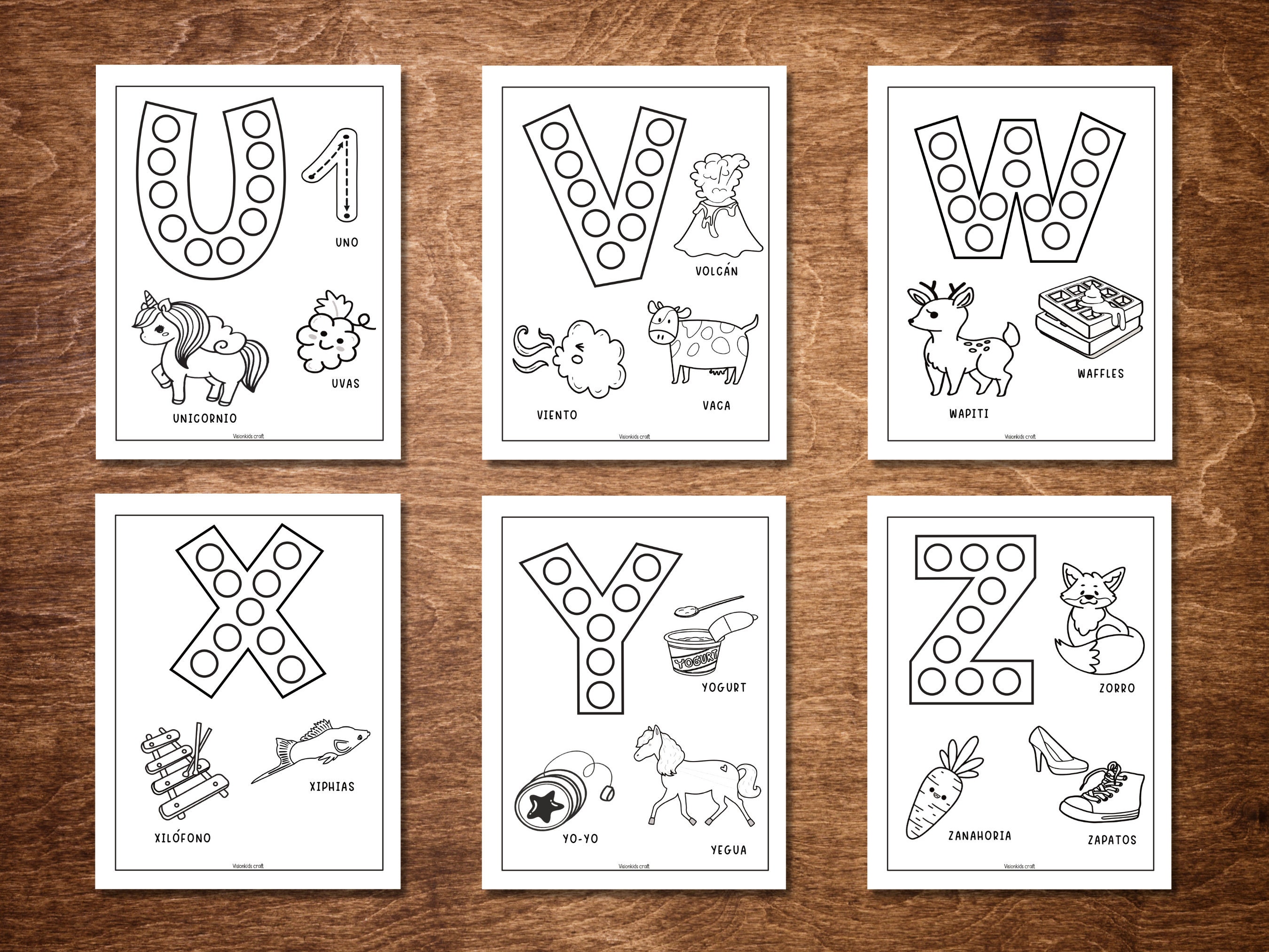 Spanish ABC Dot Marker Coloring Pages, A-Z Coloring Book (printable PDF ...