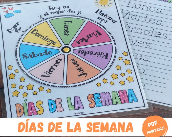 SPANISH Days of the Week Printable, Tracing Days of the Week, Basic ...
