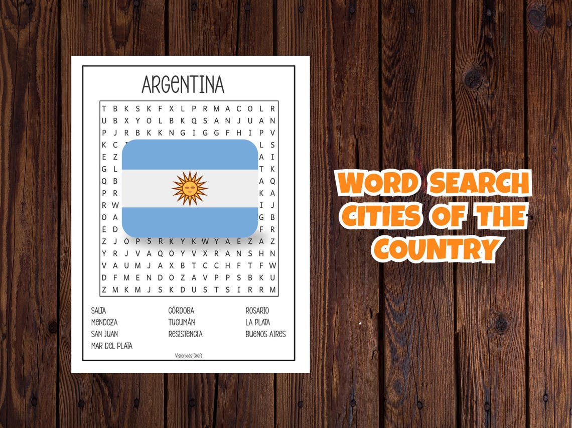 Argentina Word Search and Coloring Page for Kids, Fun Facts for ...
