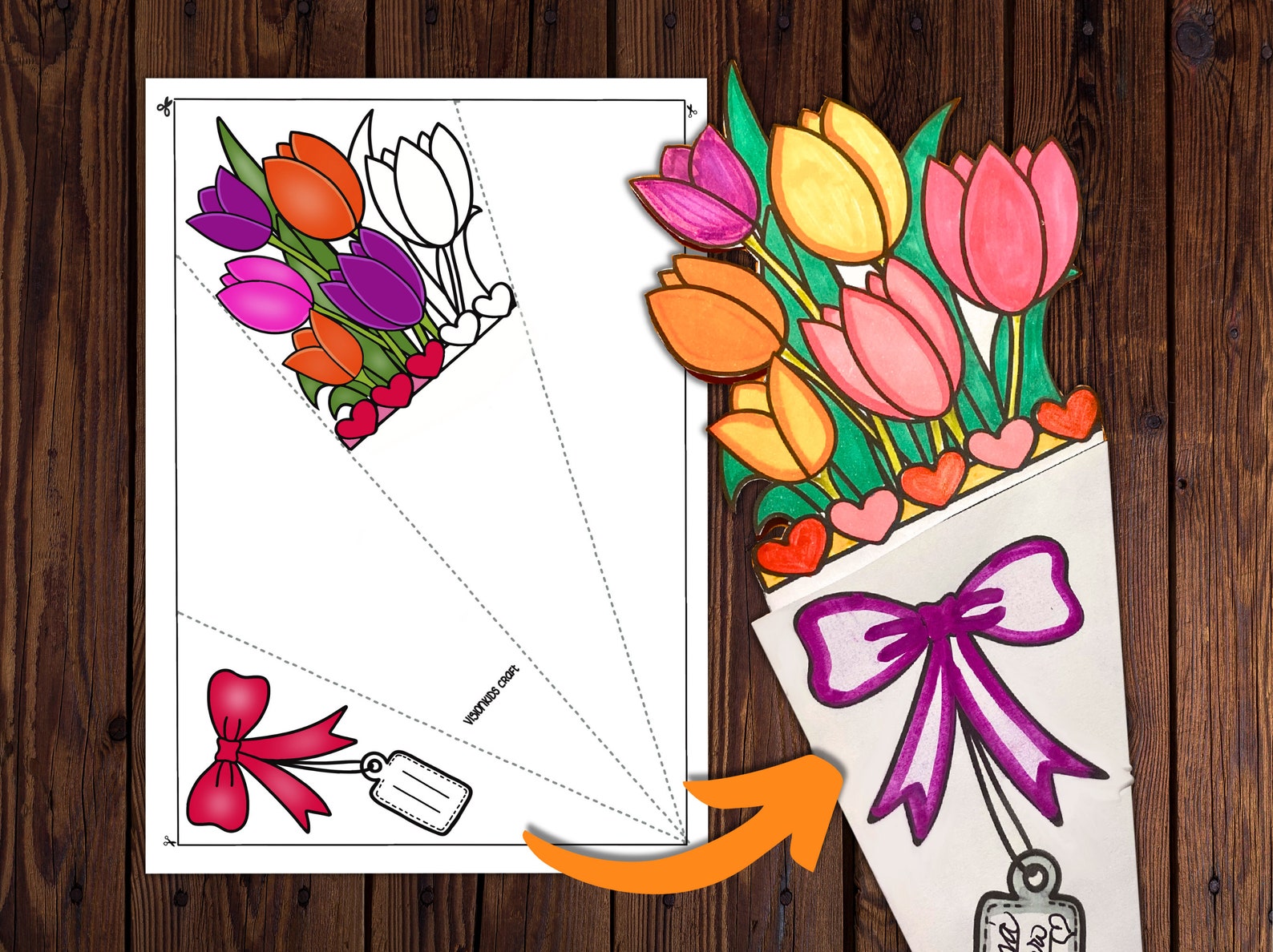 Mother's Day Coloring Card, Flower Bouquet Printable, Activity Mothers ...