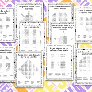 Word Search for Kids in Spanish Motivational Phrases for - Etsy