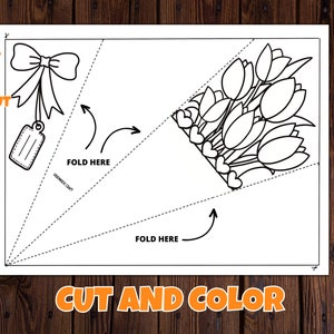 Mother's Day Coloring Card, Flower Bouquet Printable, Activity Mothers ...