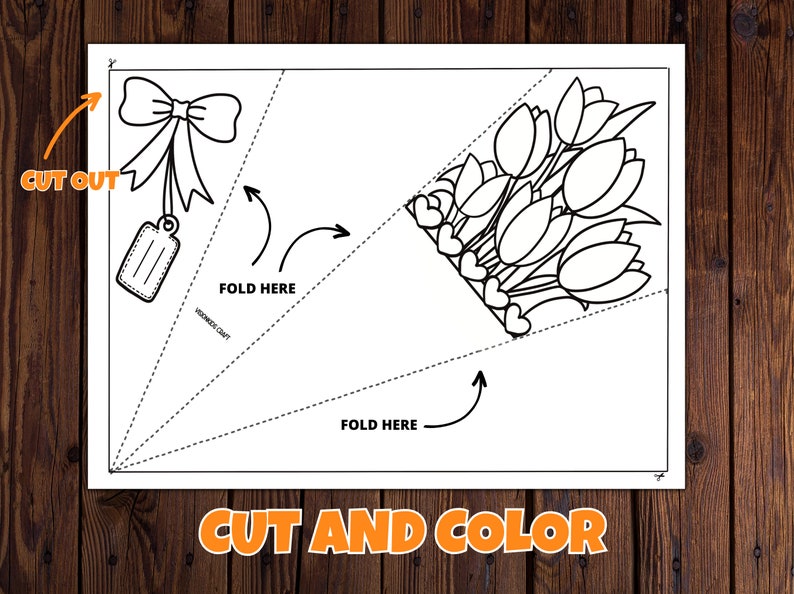 Mother's Day Coloring Card, Flower Bouquet Printable, Activity Mothers ...