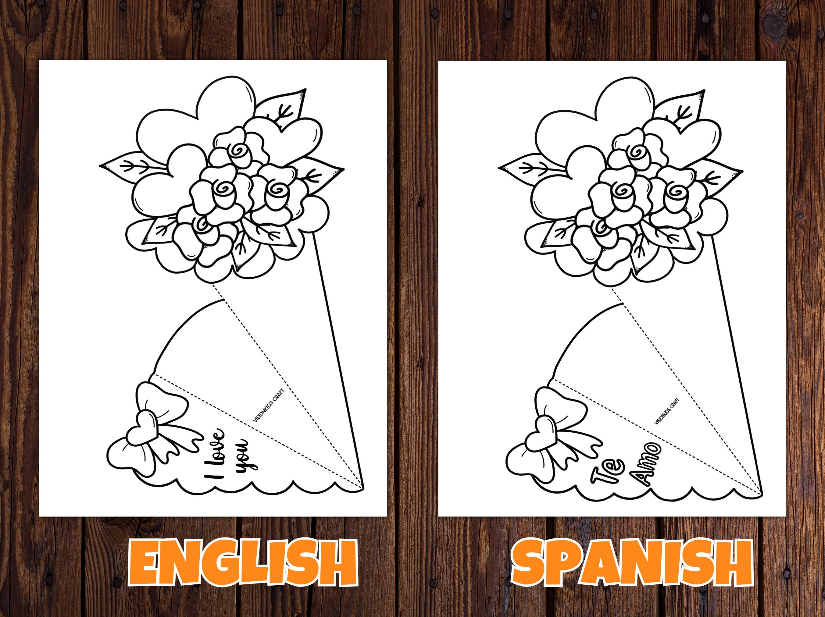 Mother's Day Coloring Card, Flower Bouquet Printable, Activity Mothers ...