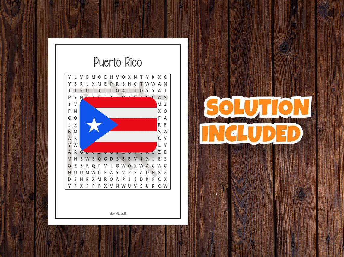 Puerto Rico Word Search and Coloring Page for Kids, Fun Facts for ...