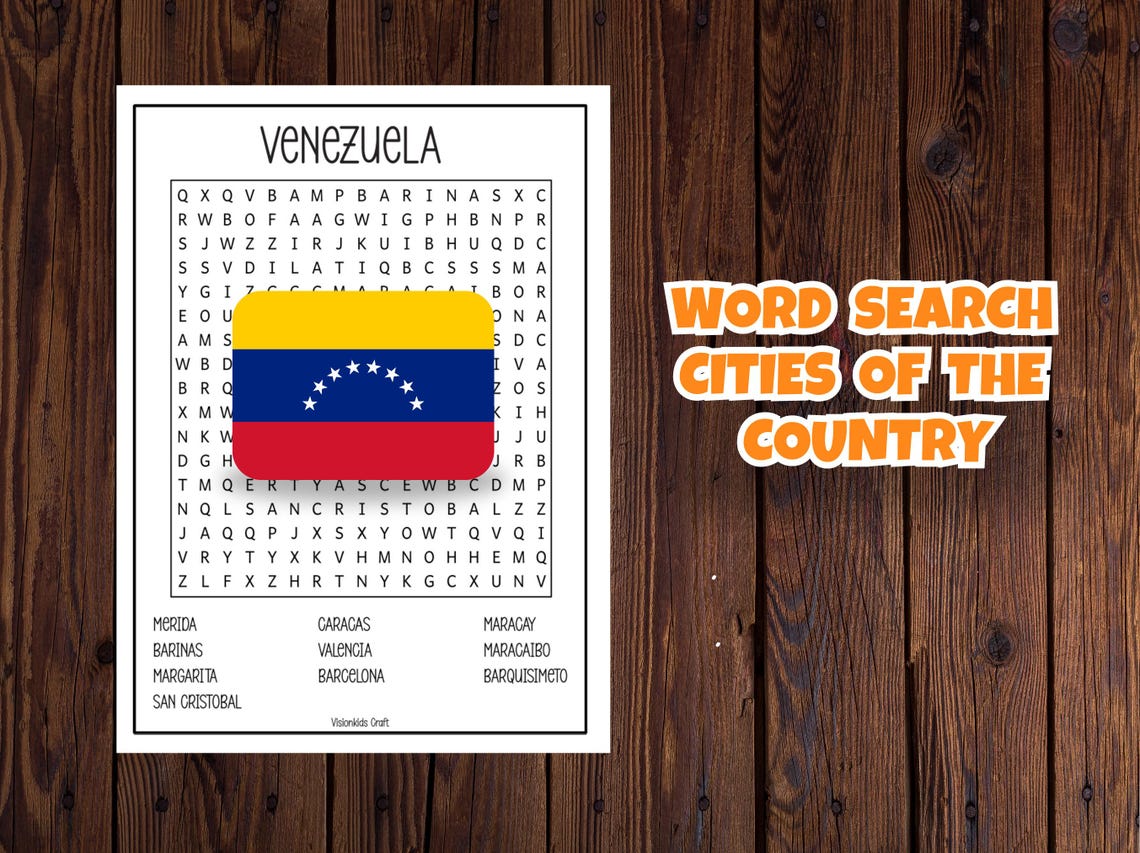 Venezuela Printable Activity, Word Search for Kids, Hispanic Heritage ...