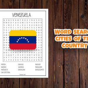 Venezuela Printable Activity, Word Search for Kids, Hispanic Heritage ...