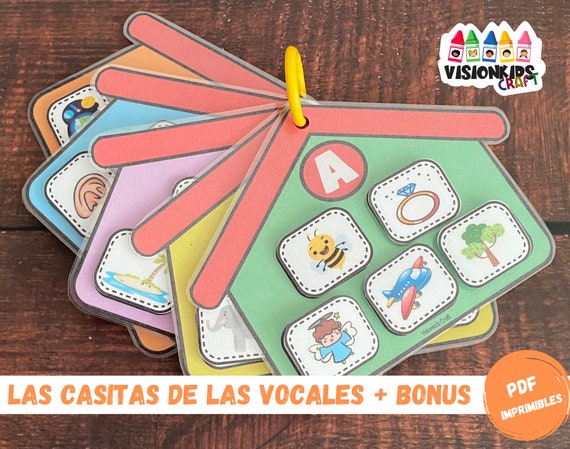 Las casitas de las vocales juego educativo para aprender las | Etsy