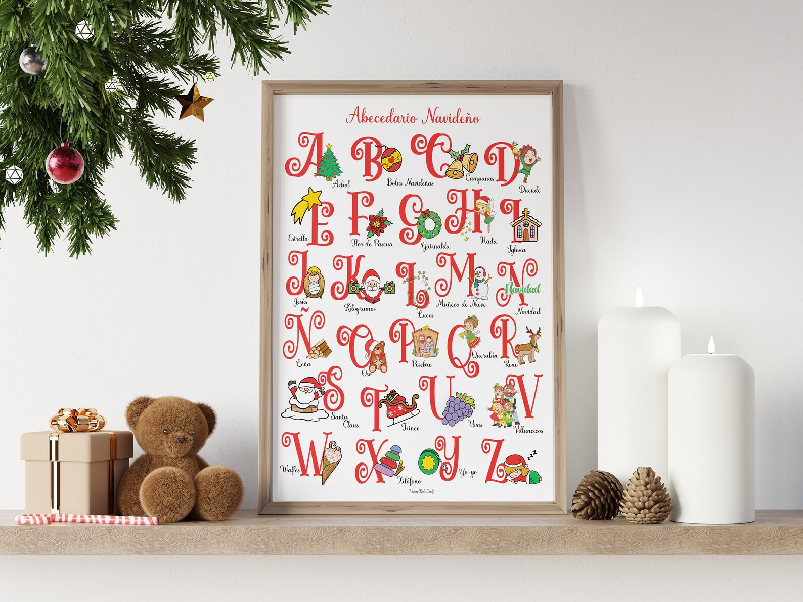 Printable Christmas Alphabet, Spanish Christmas Poster, Christmas Prin ...