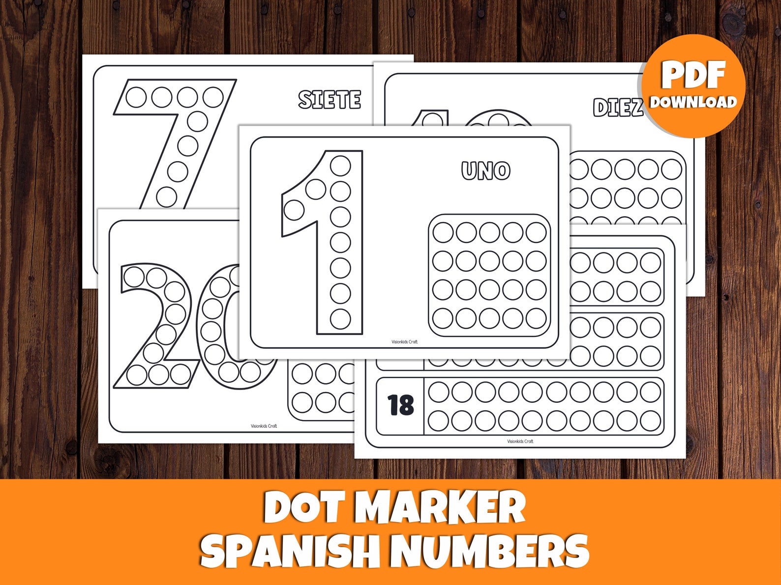 Spanish Dot Marker Numbers 0-20 Printable Activity Pack Educational ...