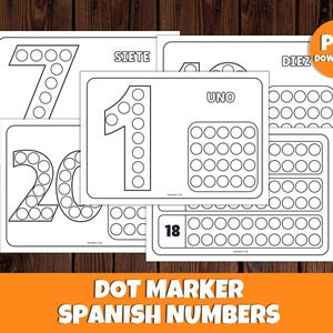 Spanish Dot Marker Numbers 0-20 Printable Activity Pack Educational ...