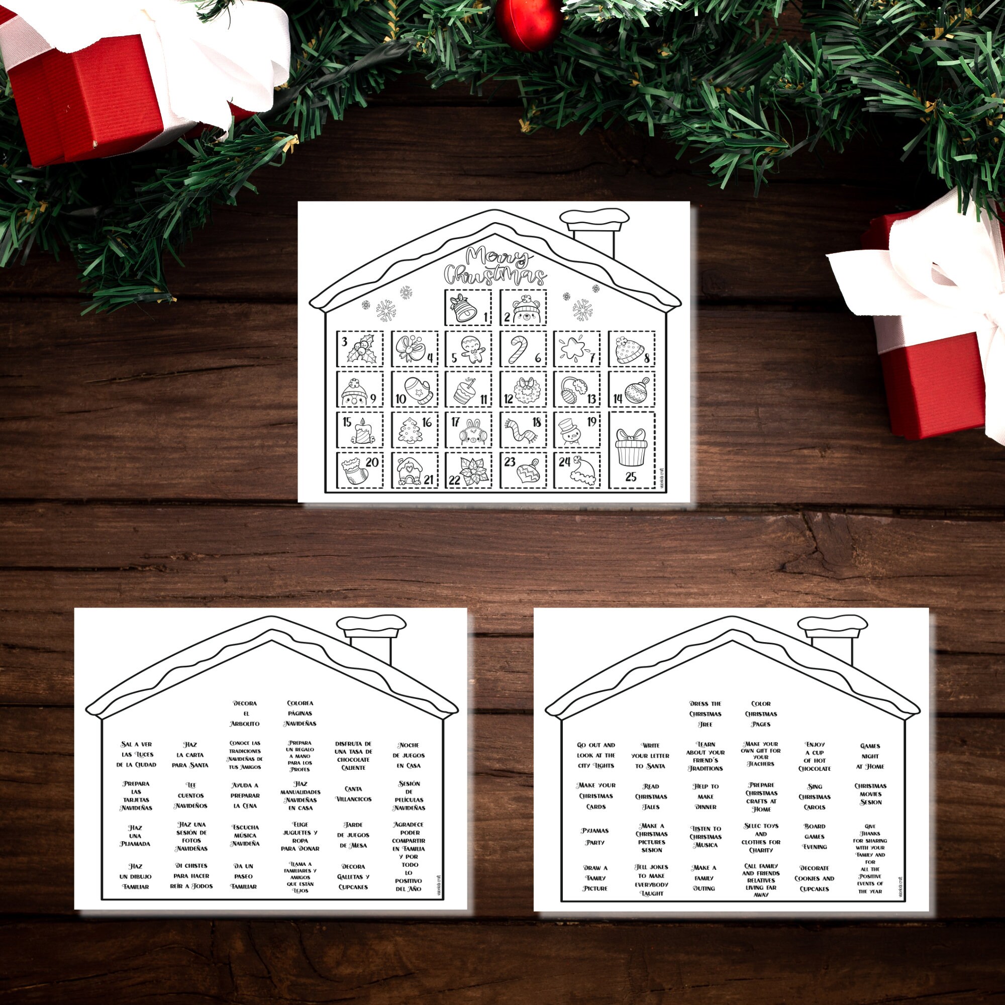Coloring Advent Calendar Printable,christmas Activities for Kids ...