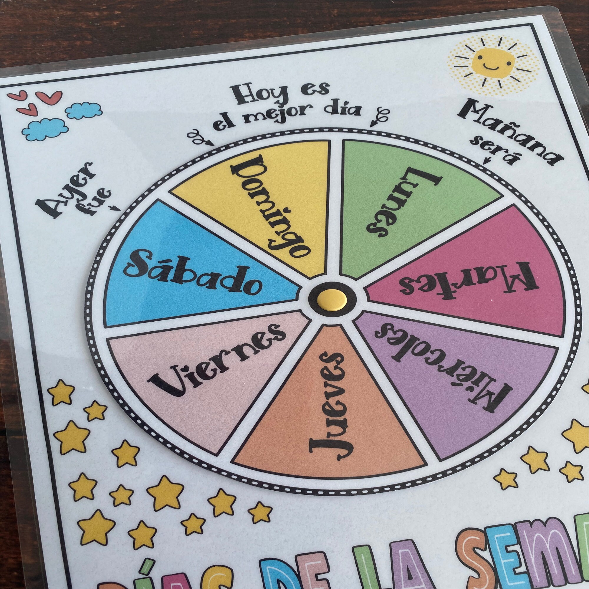 Spanish Days of the Week, Spinner Wheel, Worksheet Printable ...