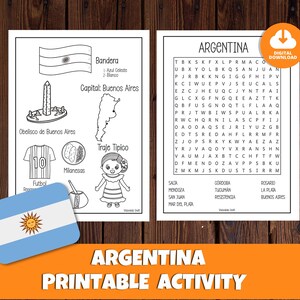 Argentina Word Search and Coloring Page for Kids, Fun Facts for ...