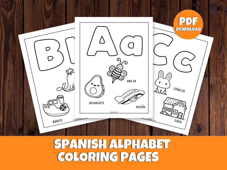 Spanish Alphabet Coloring Pages for Kids: Uppercase Lowercase Letters ...