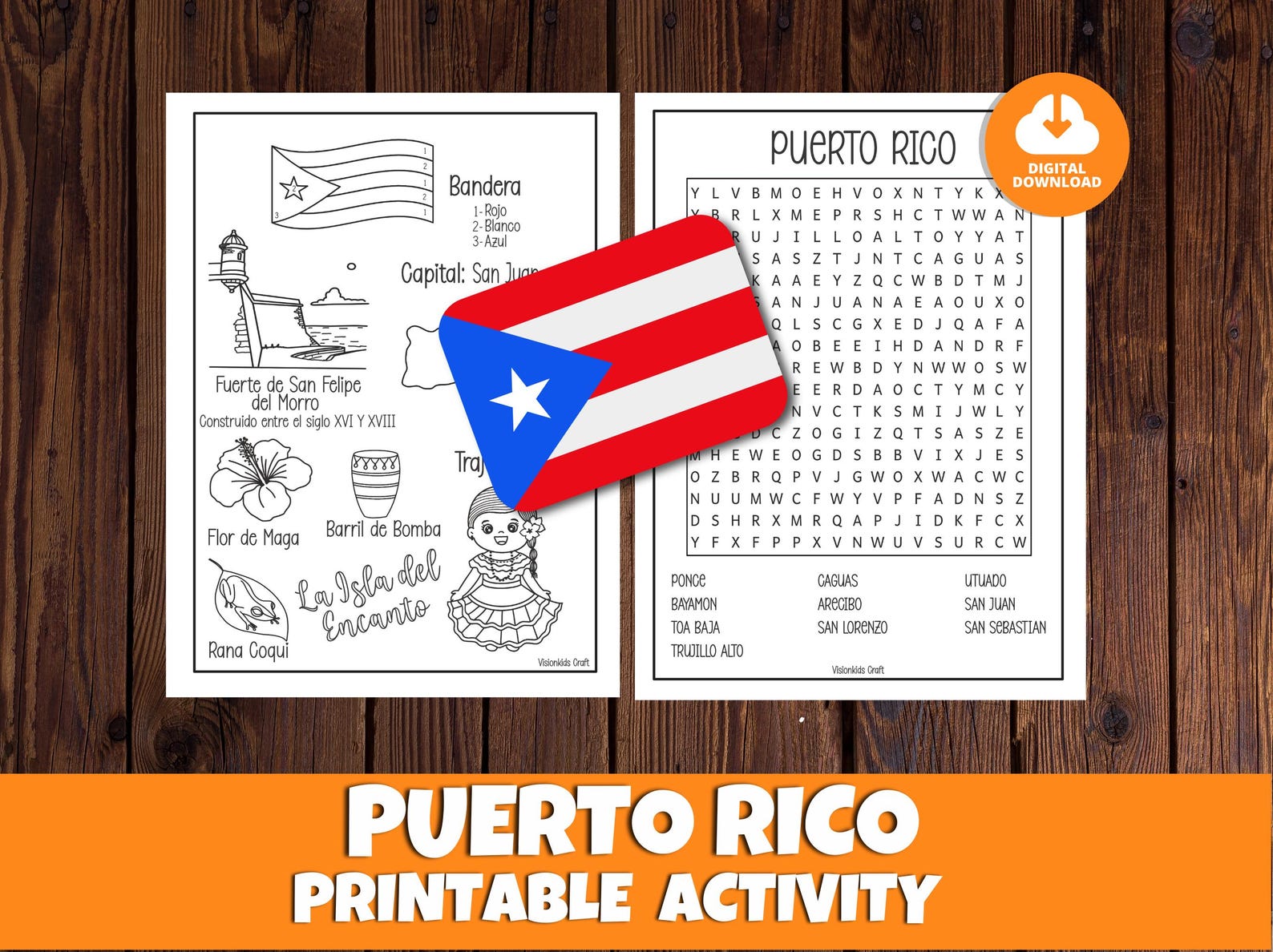 Puerto Rico Word Search and Coloring Page for Kids, Fun Facts for ...