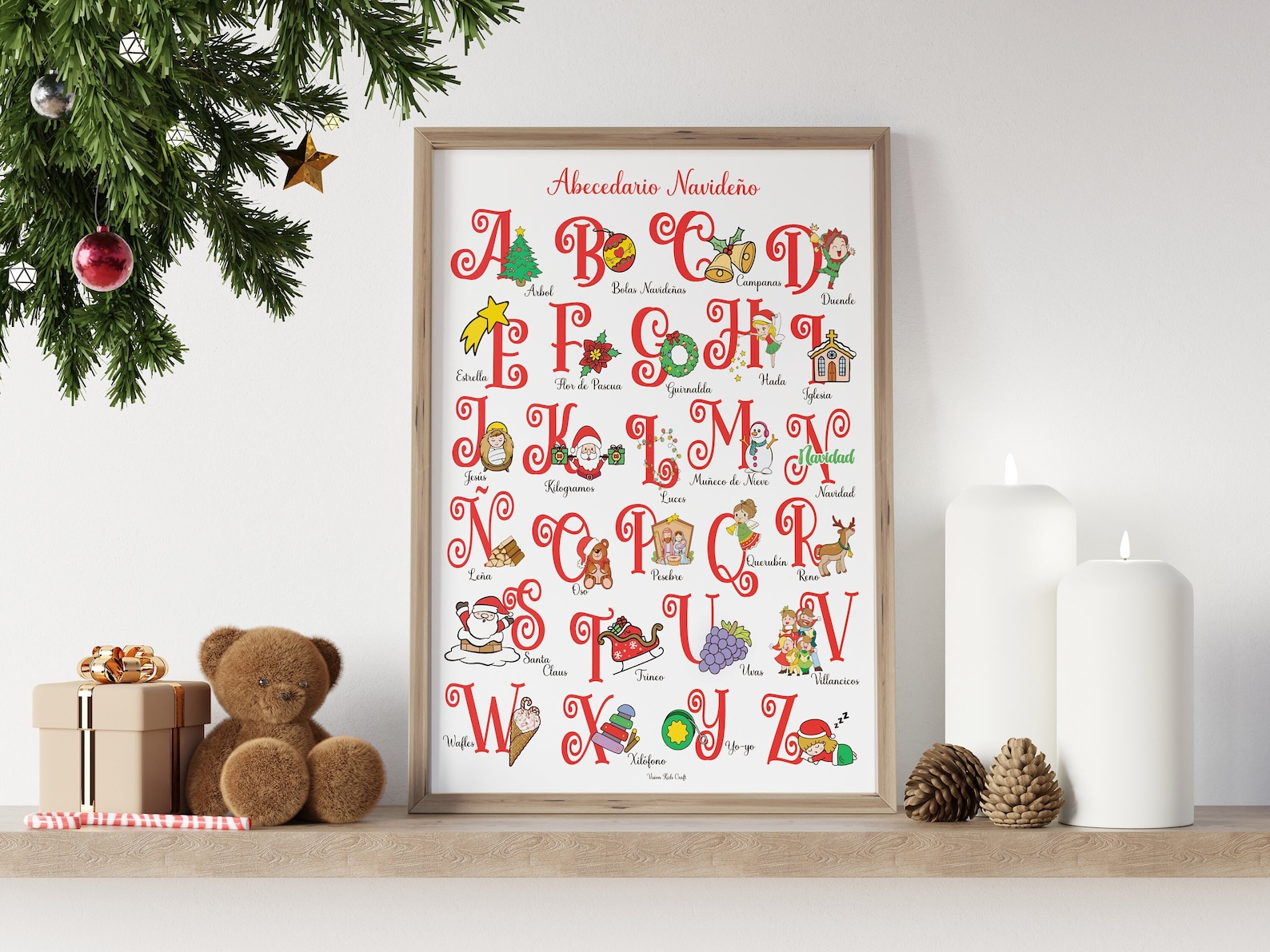 Printable Christmas Alphabet, Spanish Christmas Poster, Christmas Prin ...