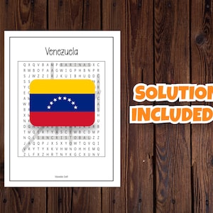 Venezuela Printable Activity, Word Search for Kids, Hispanic Heritage ...