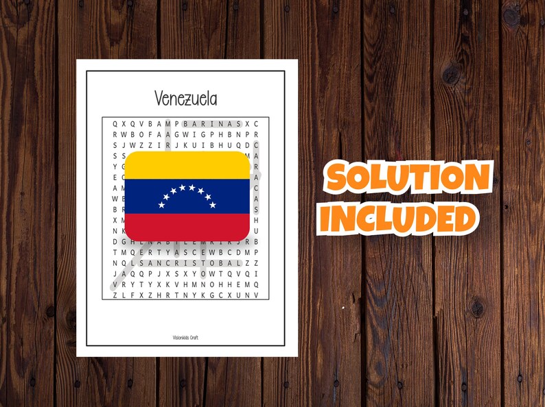 Venezuela Printable Activity, Word Search for Kids, Hispanic Heritage ...