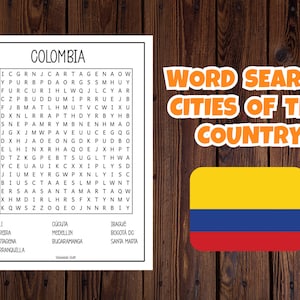 Colombia Word Search for Kids, Colombia Coloring Pages, Printable ...