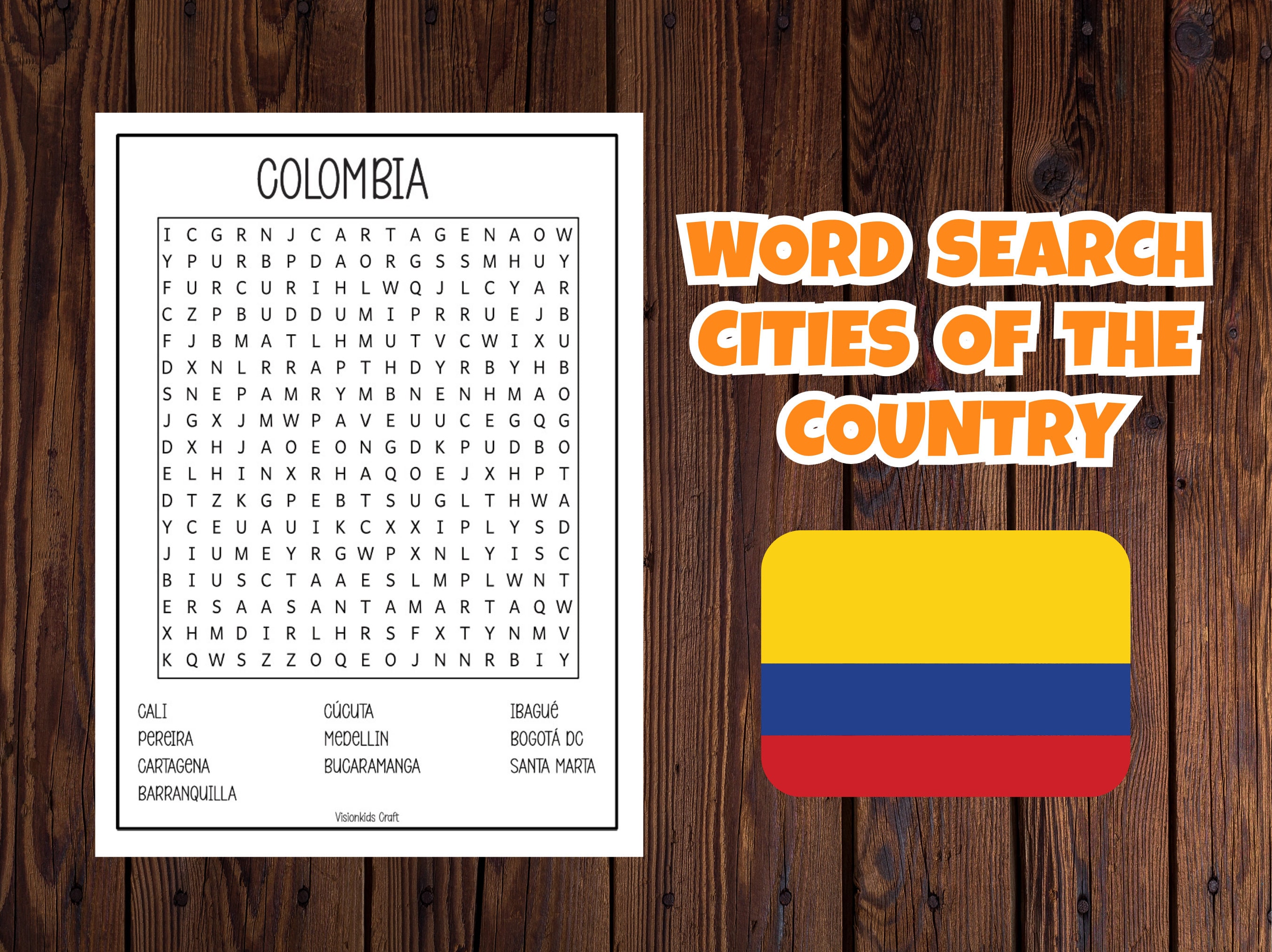 Colombia Word Search for Kids, Colombia Coloring Pages, Printable ...