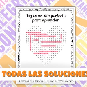 Word Search for Kids in Spanish, Motivational and Positive Phrases for ...