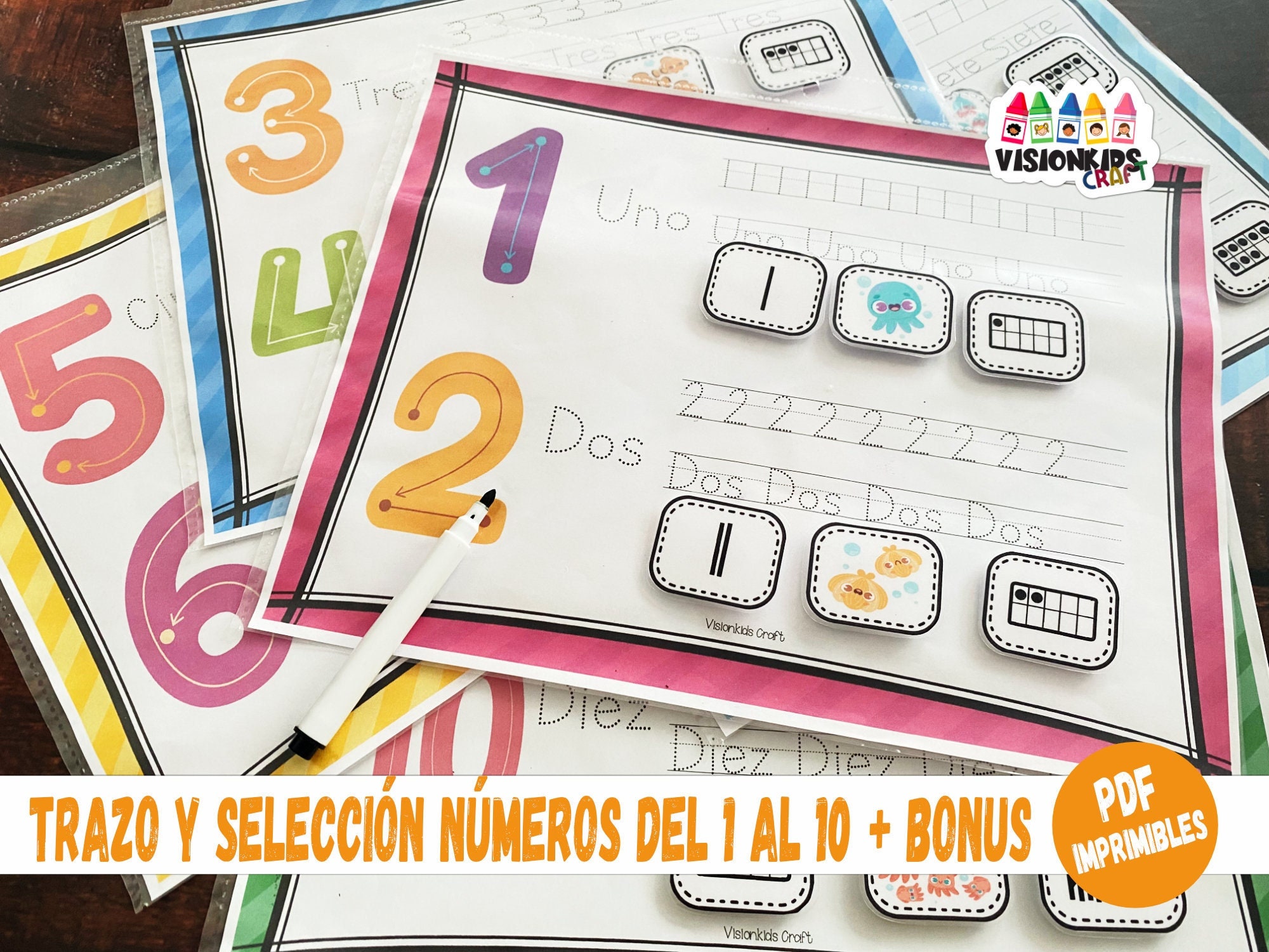 Learning Numbers 1 10 With This Matching Game and Tracing | Etsy