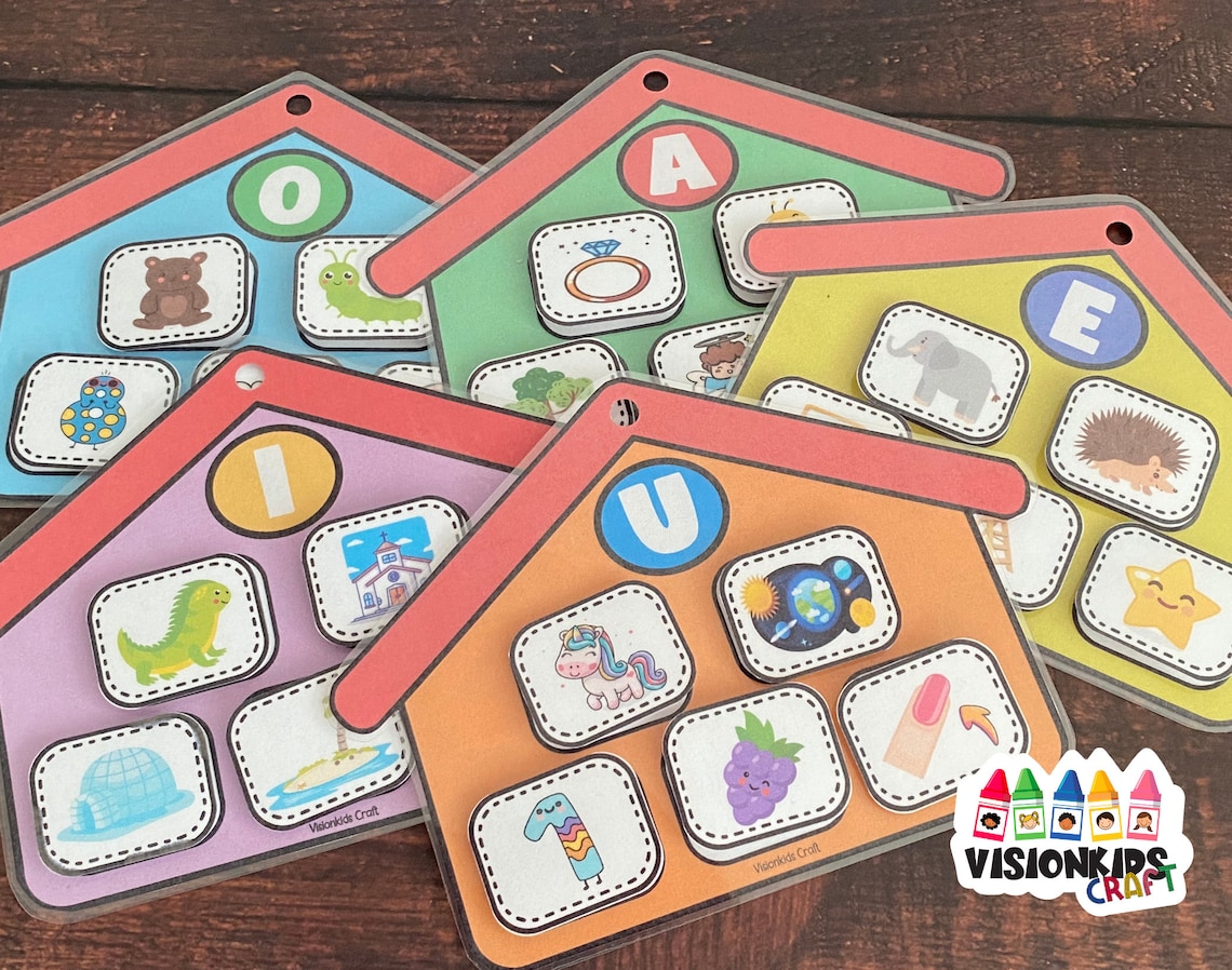 Las casitas de las vocales, juego educativo en español, además de ...