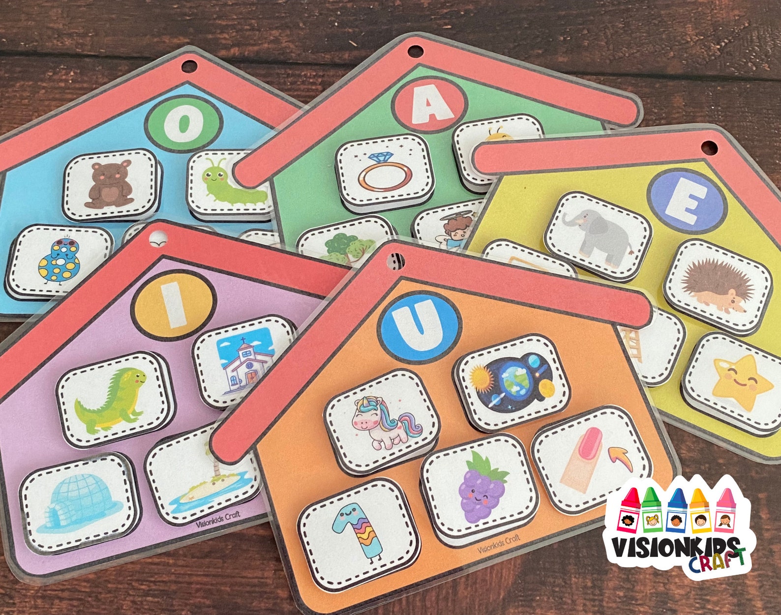 Las casitas de las vocales, juego educativo en español, además de ...