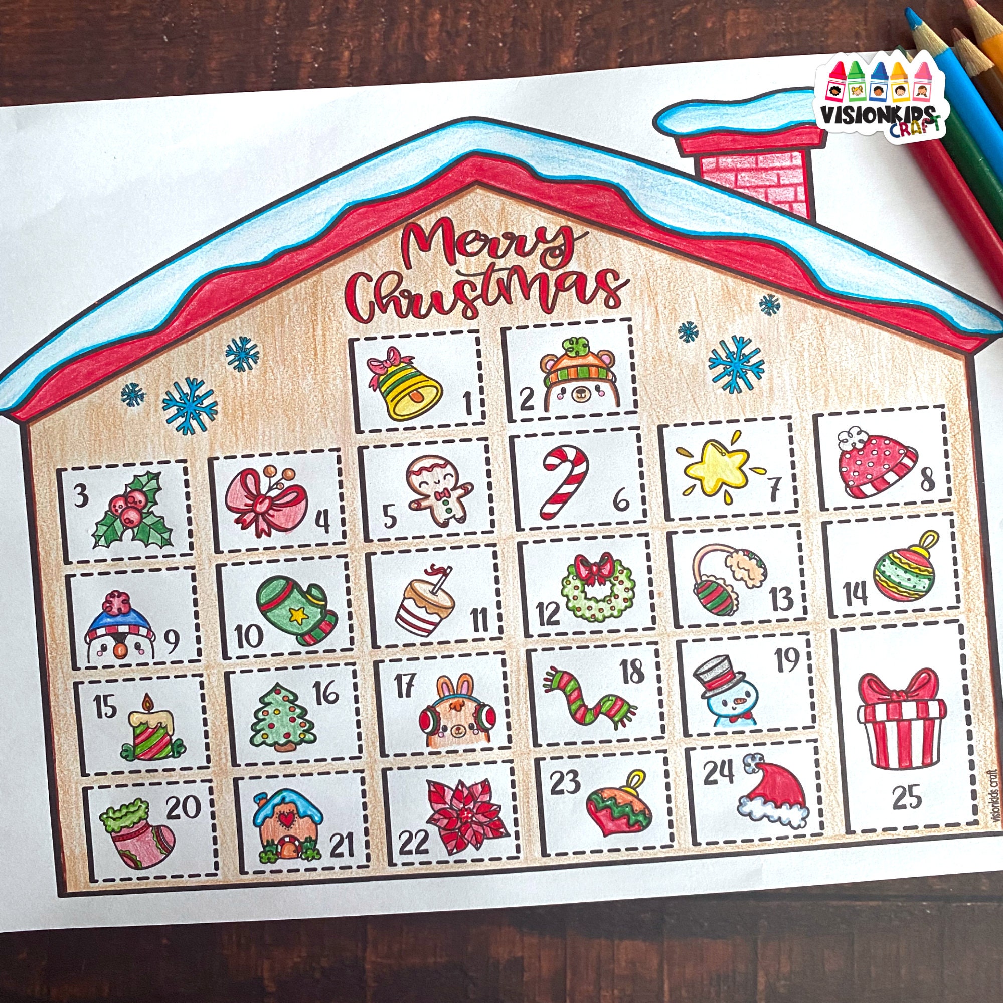 Coloring Advent Calendar Printable,christmas Activities for Kids ...