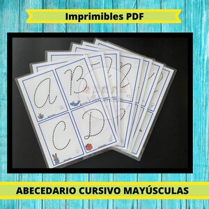 Spanish Cursive Alphabet Flashcards Printable, Handwriting Practice ...