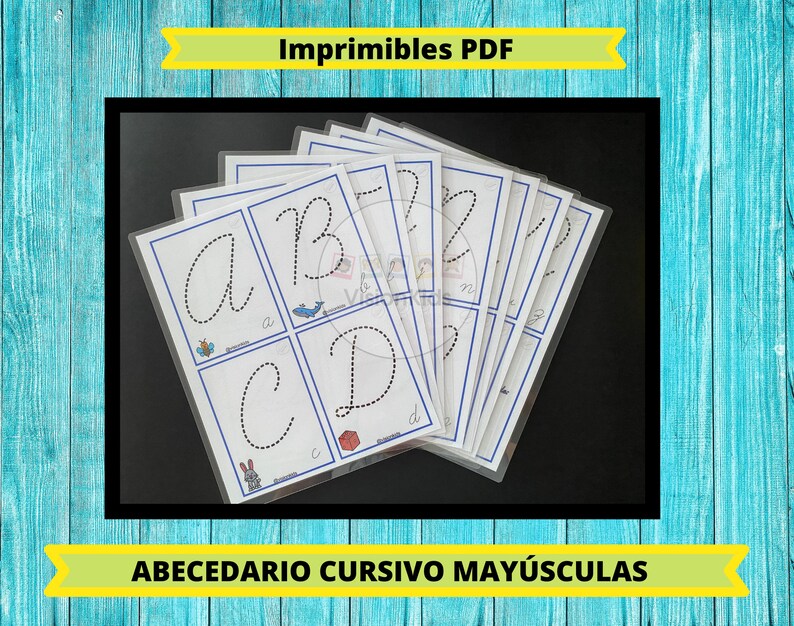 Spanish Cursive Alphabet Flashcards Printable, Handwriting Practice ...