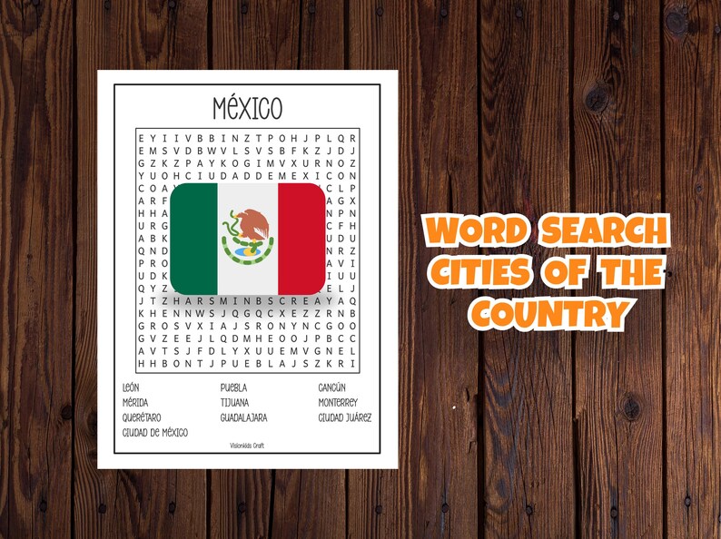 Mexico Word Search and Coloring Page for Kids, Fun Facts for Children ...
