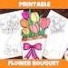 Mother's Day Coloring Card, Flower Bouquet Printable, Activity Mothers ...